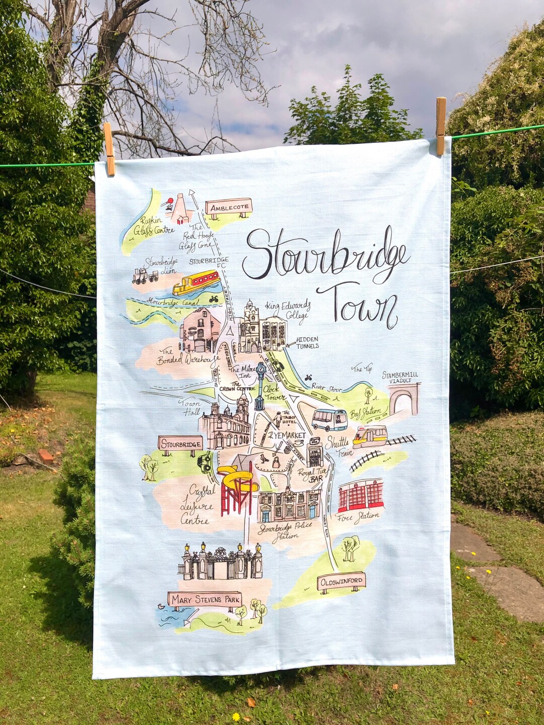 Stourbridge Town Map 100% Cotton Tea Towel - Etsy