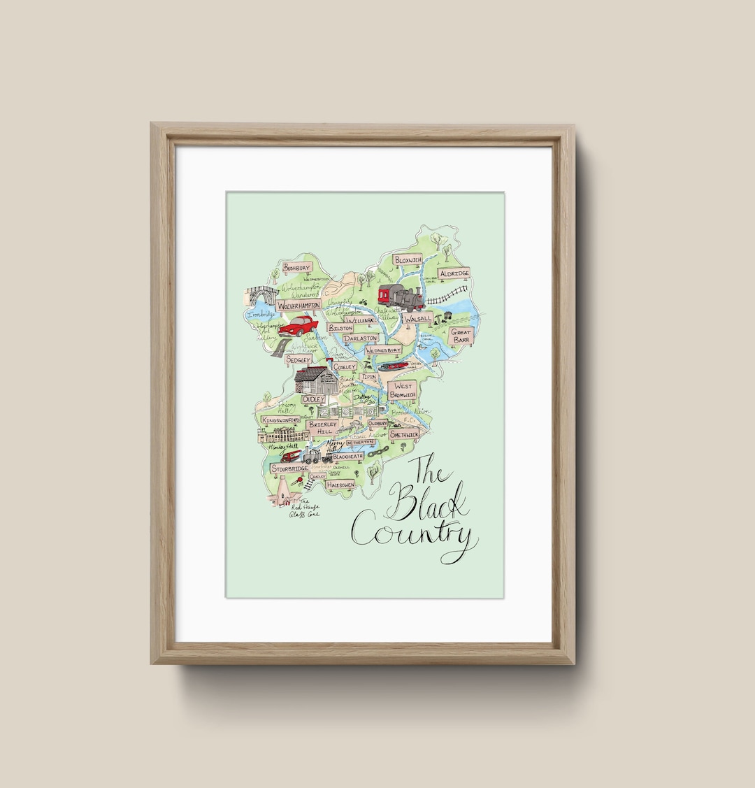 The Black Country Map - Art Illustration Print | Decor | Interiors ...