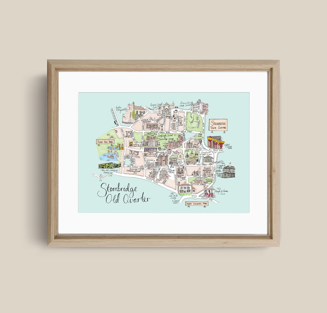 The Stourbridge Old Quarter Map - Art Illustration Print | Decor ...