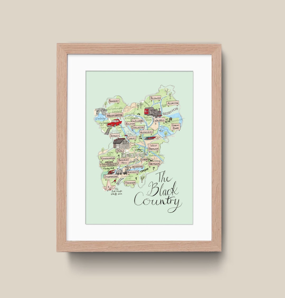 The Black Country Map Art Illustration Print Decor - Etsy Ireland