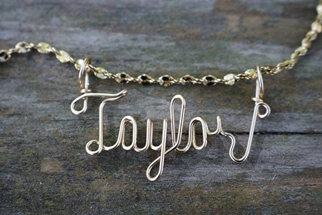 Taylor Name Necklace Handcrafted Cursive Name in Script Gold - Etsy