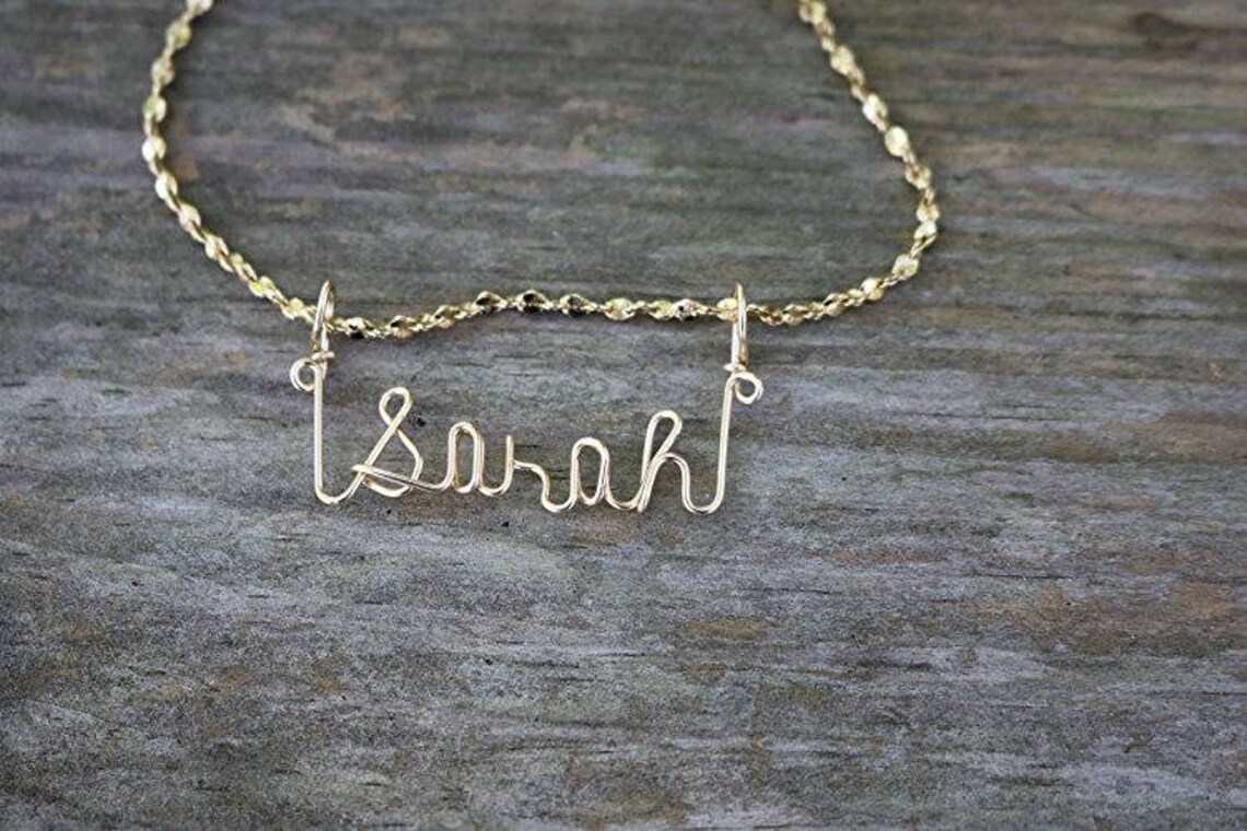 Sarah Name Necklace Handcrafted Cursive Name in Script Gold - Etsy