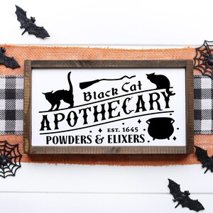 Black Cat Apothecary Halloween Sign. Fall Decor. Hocus Pocus Framed ...