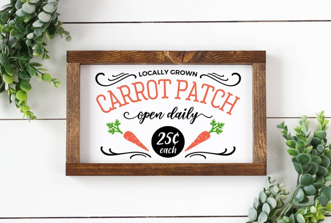 Carrot Patch Easter Sign. Spring Decor. Easter Framed Sign. Bunny Sign ...