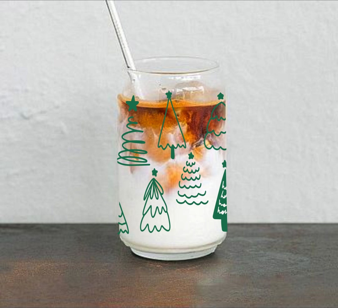 Christmas Tree Coffee Cup. Whimsical Christmas Mug. Drinking Glass ...