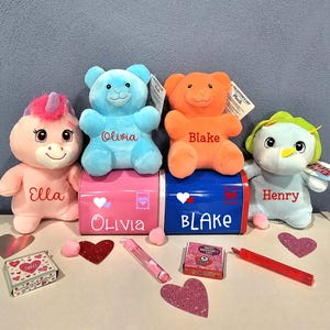 Personalized Valentine's Day Stuffed Animal and Mailbox. Children's ...
