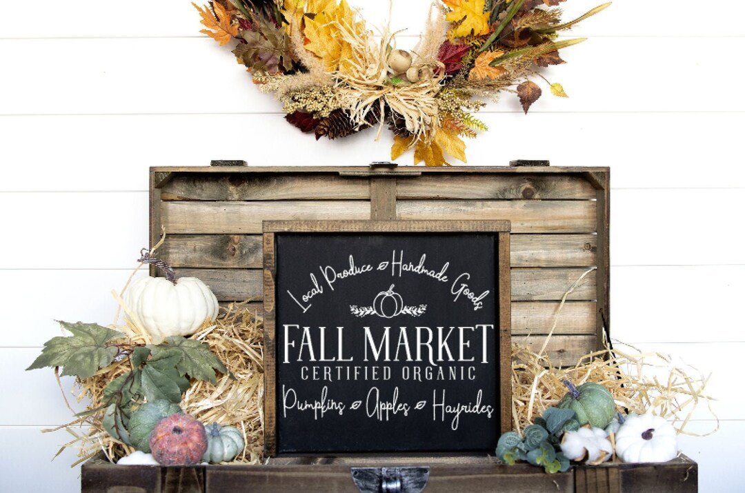 Fall Market Wood Sign. Autumn Framed Sign. Decorative Sign. Farmhouse ...