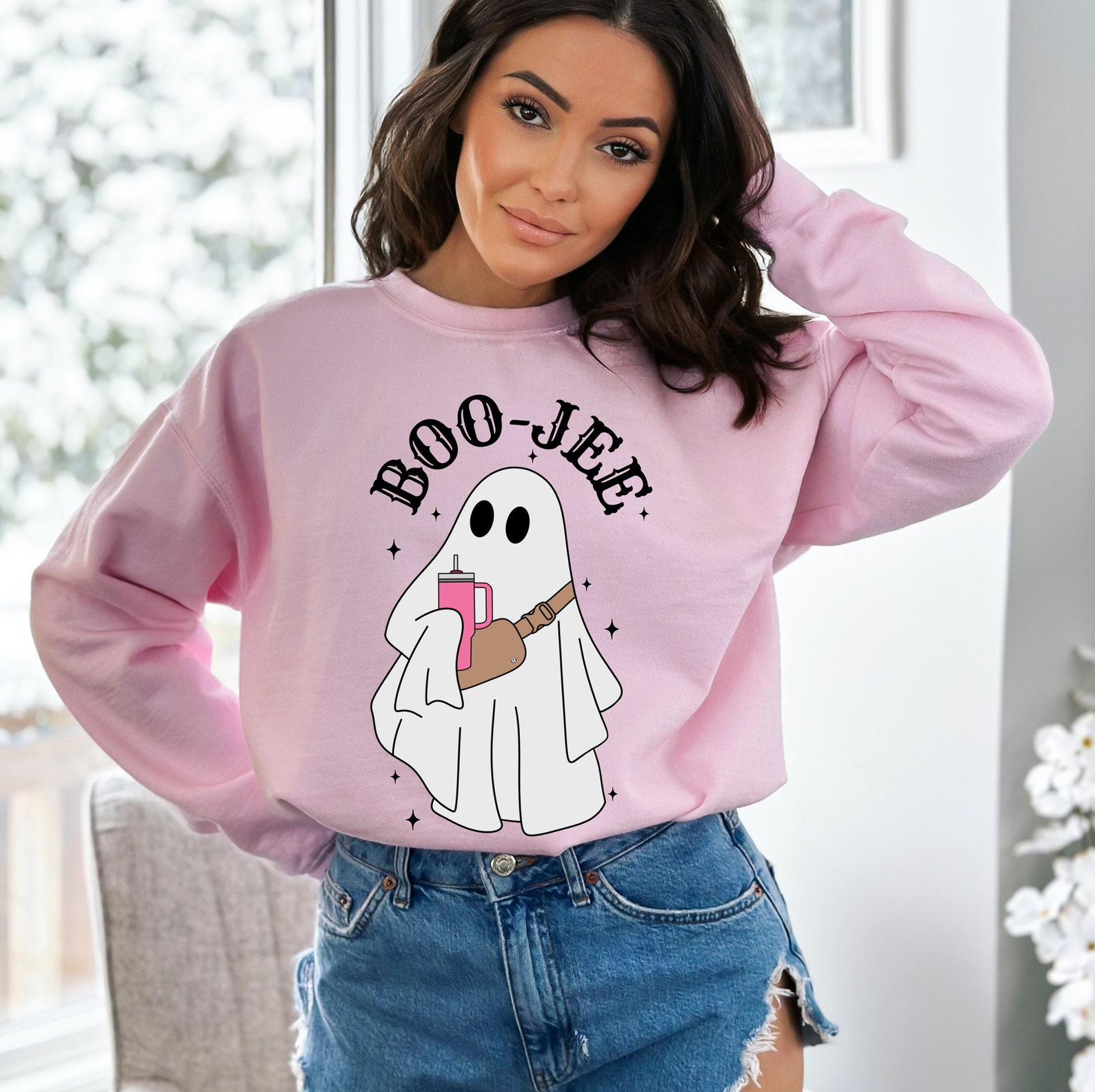 Boo-jee Ghost Crewneck Sweatshirt. Belt Bag. Emotional Support Cup ...