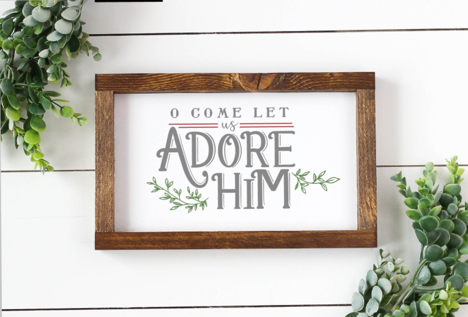 O Come Let Us Adore Him sign. winter decor. Christmas framed | Etsy