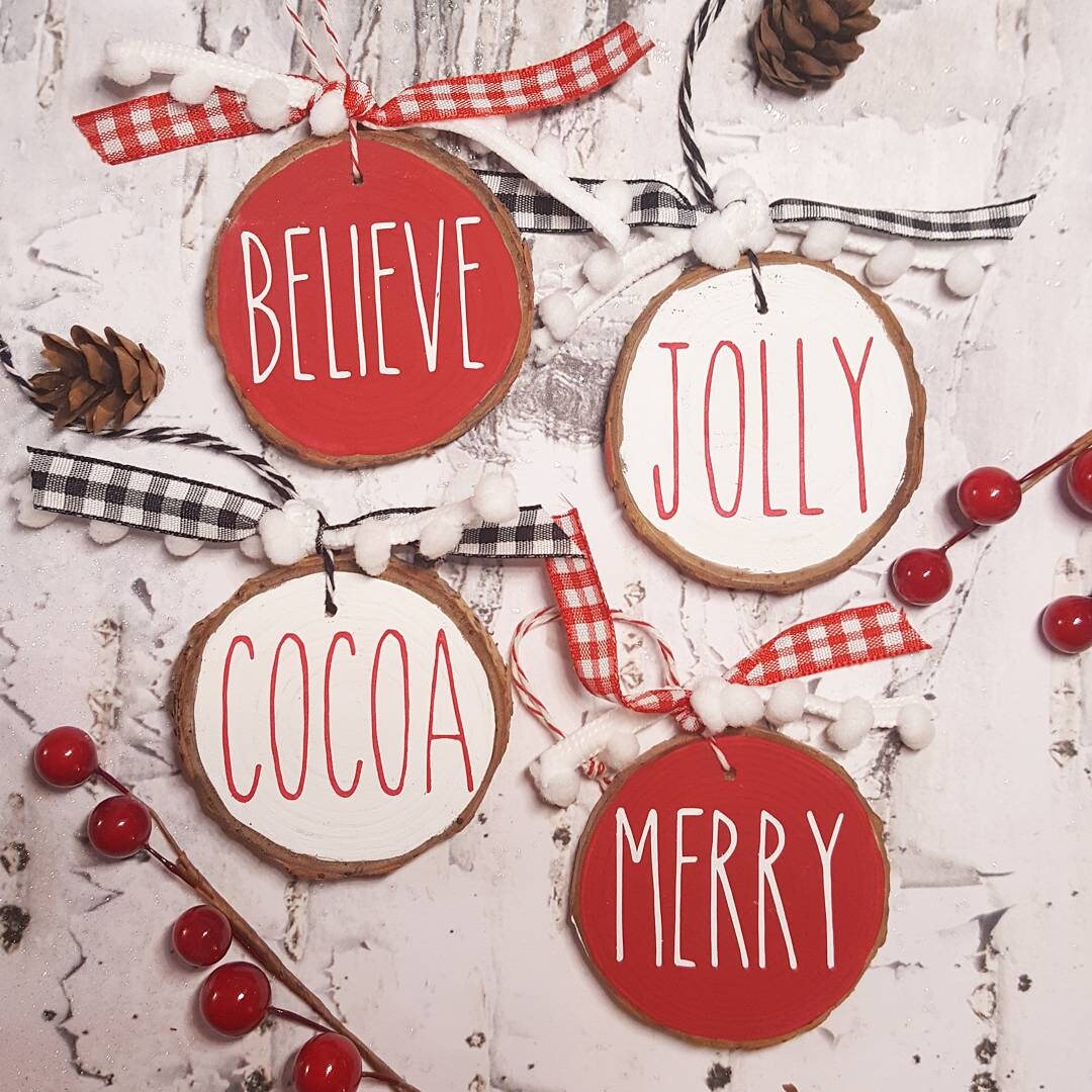 Rae Dunn Inspired Ornaments. Farmhouse Christmas Decor. Personalized ...
