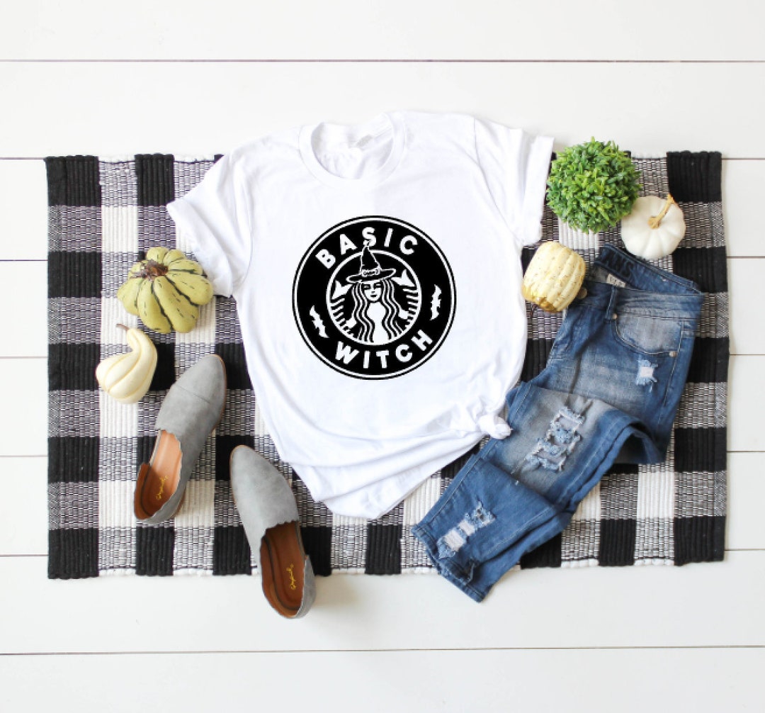 Basic Witch T-shirt, Bat Shirt, Halloween, Starbucks Inspired Tshirt ...