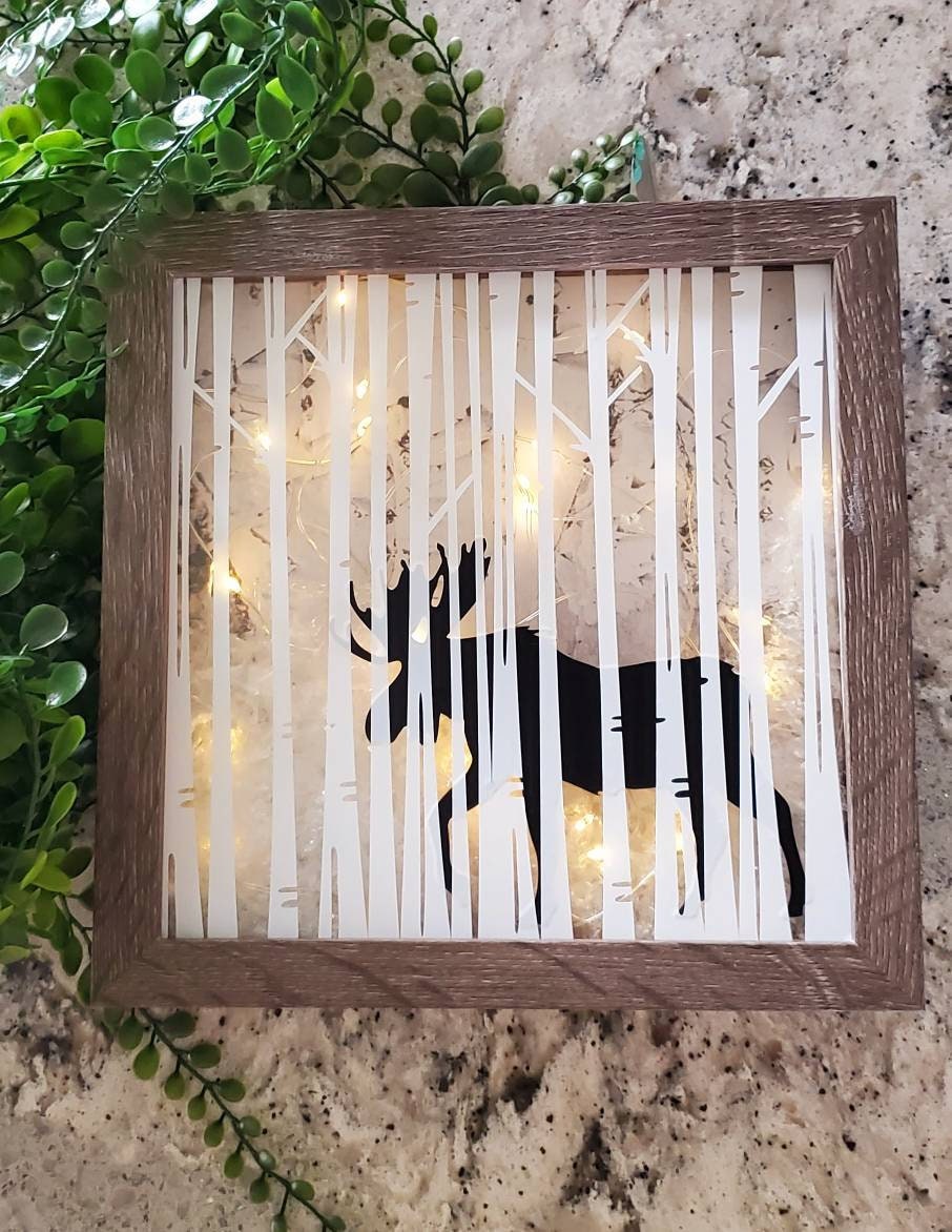 Bear or Moose in the Woods Winter Shadowbox. Winter. Lodge - Etsy