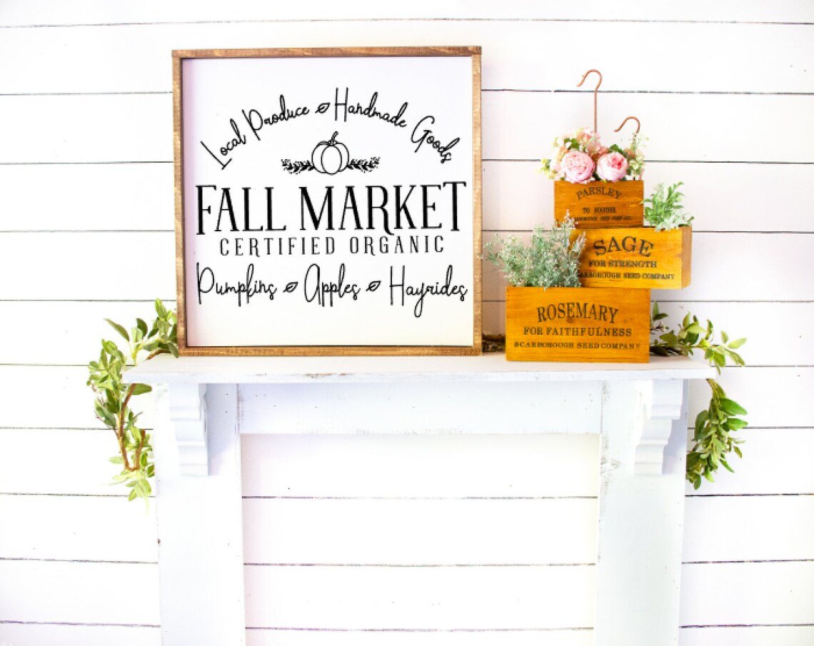 Fall Market Wood Sign. Autumn Framed Sign. Decorative Sign. | Etsy