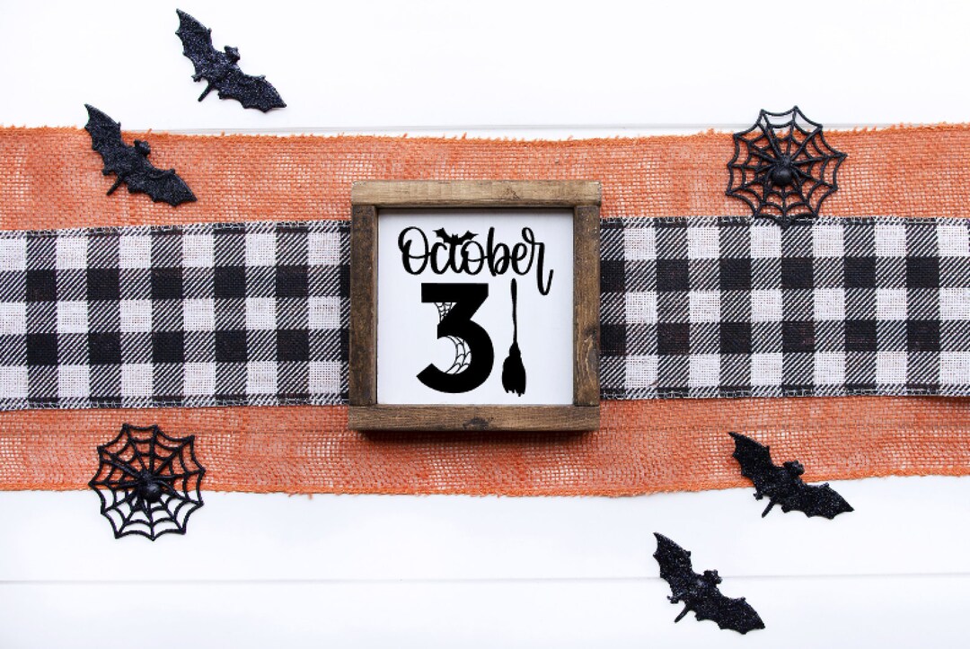 October 31 Bat & Cobweb Sign. Fall Decor. Witches Framed Sign ...