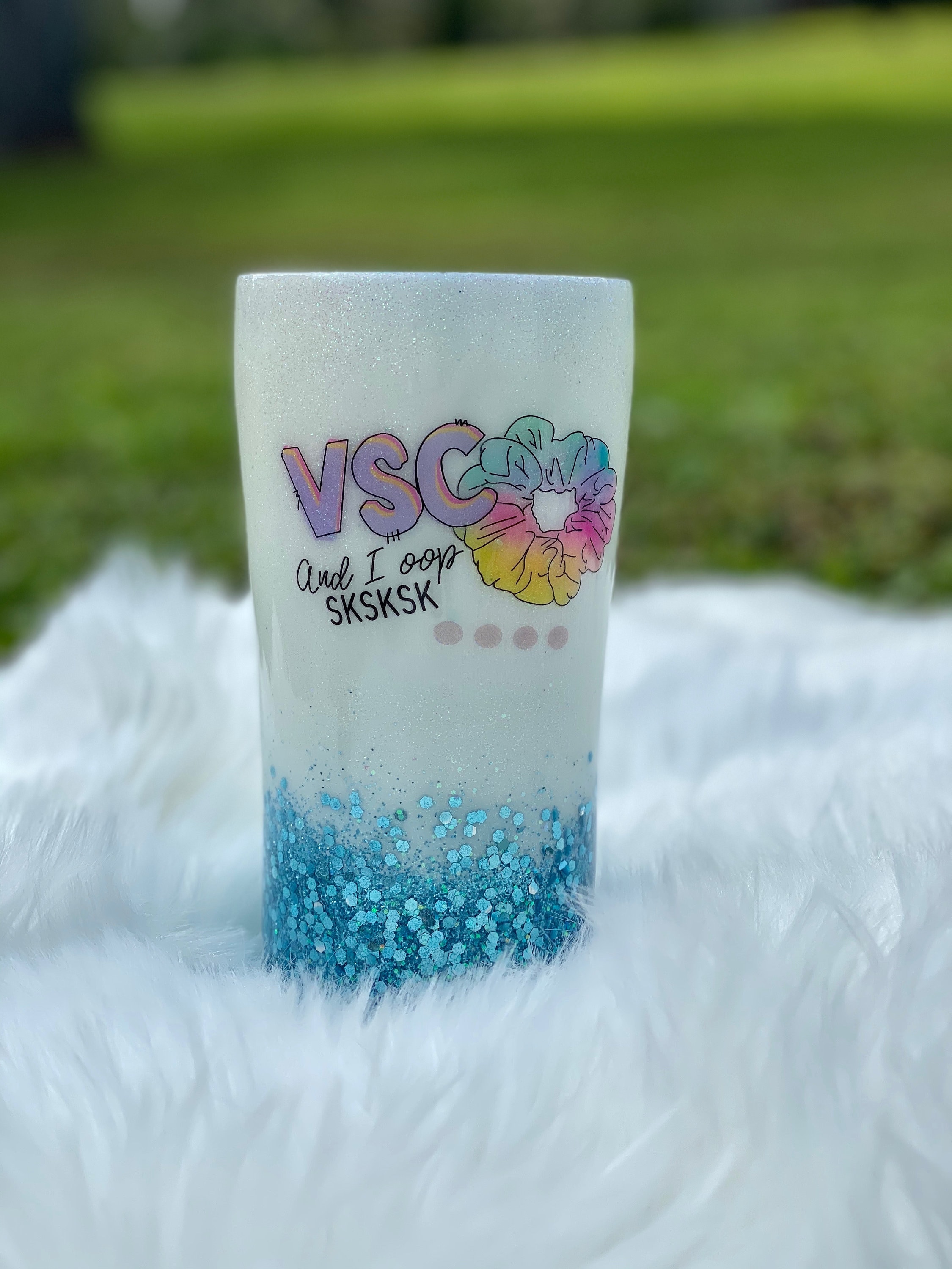 Teal and White Chunky Ombre VSCO Girl Glitter Tumbler - Etsy