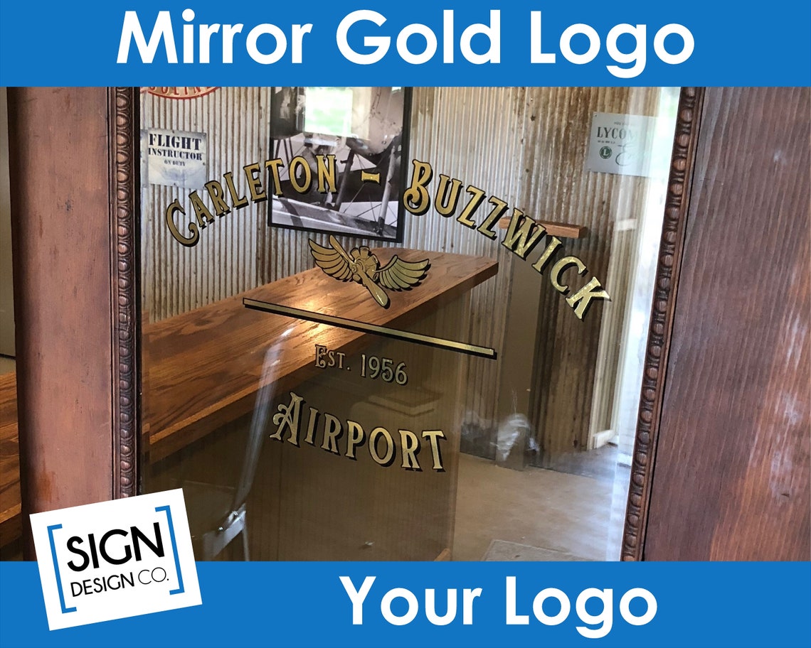 Mirror Gold Logo - Glass Store Front - Window Decal - Antique Old Town ...