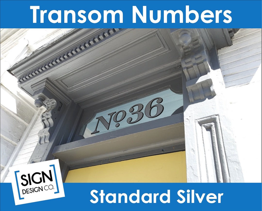 Silver Transom Address Numbers - House Home Building Office - Glass Fan ...