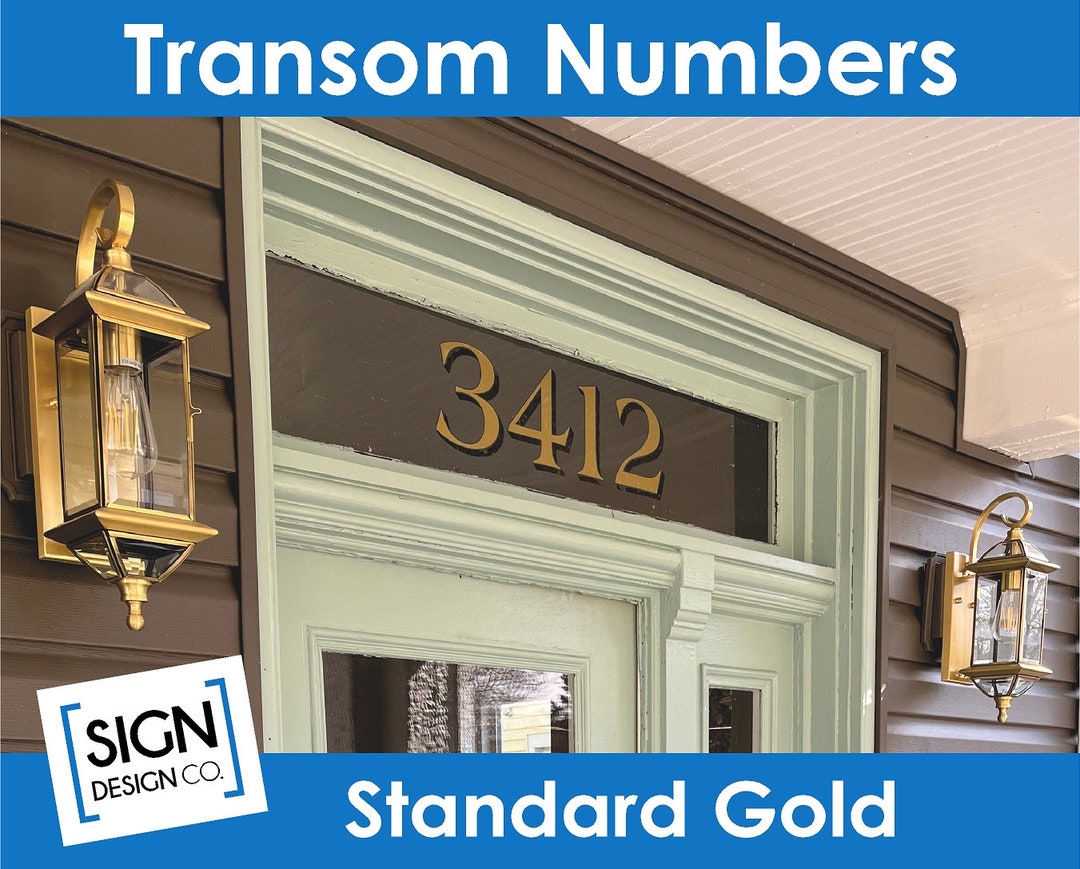 Transom Address Numbers - Standard Gold - House Home Building Office ...