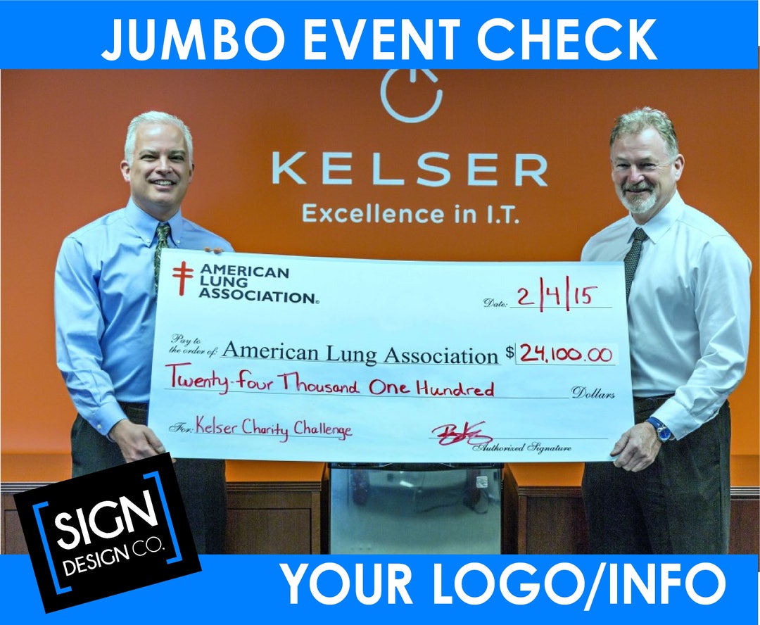 Jumbo Check - Fundraiser Check - Charity Check - Super Size - Re-usable ...