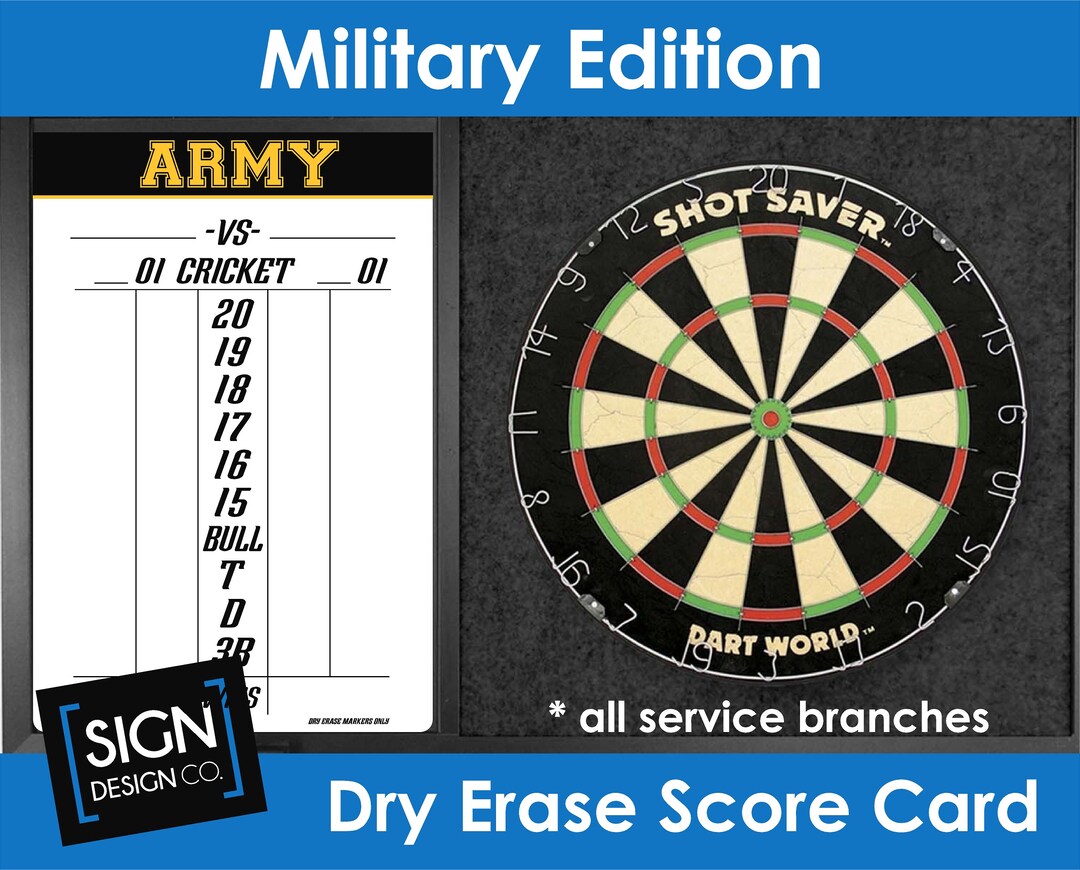 Cricket Dart Dry Erase Scoreboard - Card - Keeper - Army - Air Force ...