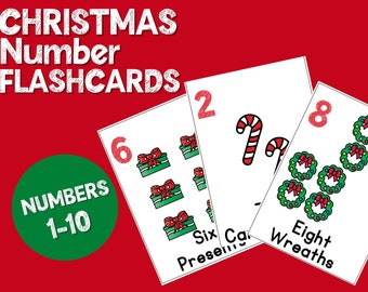 Christmas Number Tracing Worksheets 1-10 - Etsy