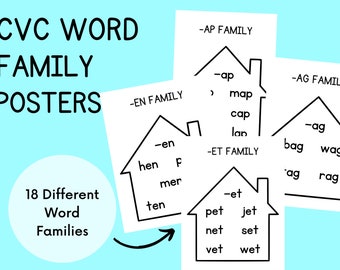 CVC ab Word Family Worksheets CVC Words Kindergarten - Etsy