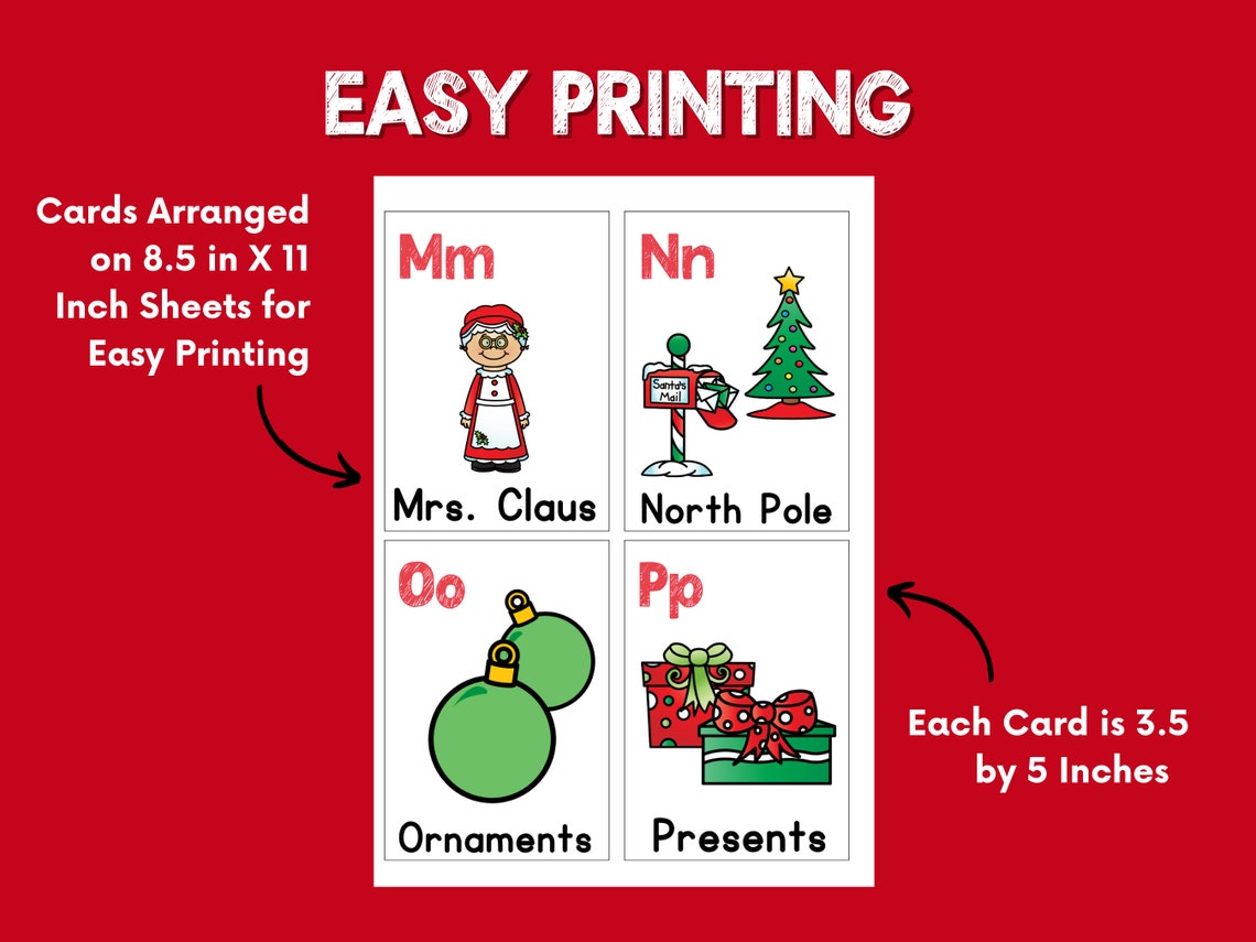 Christmas Alphabet Flashcards - Etsy