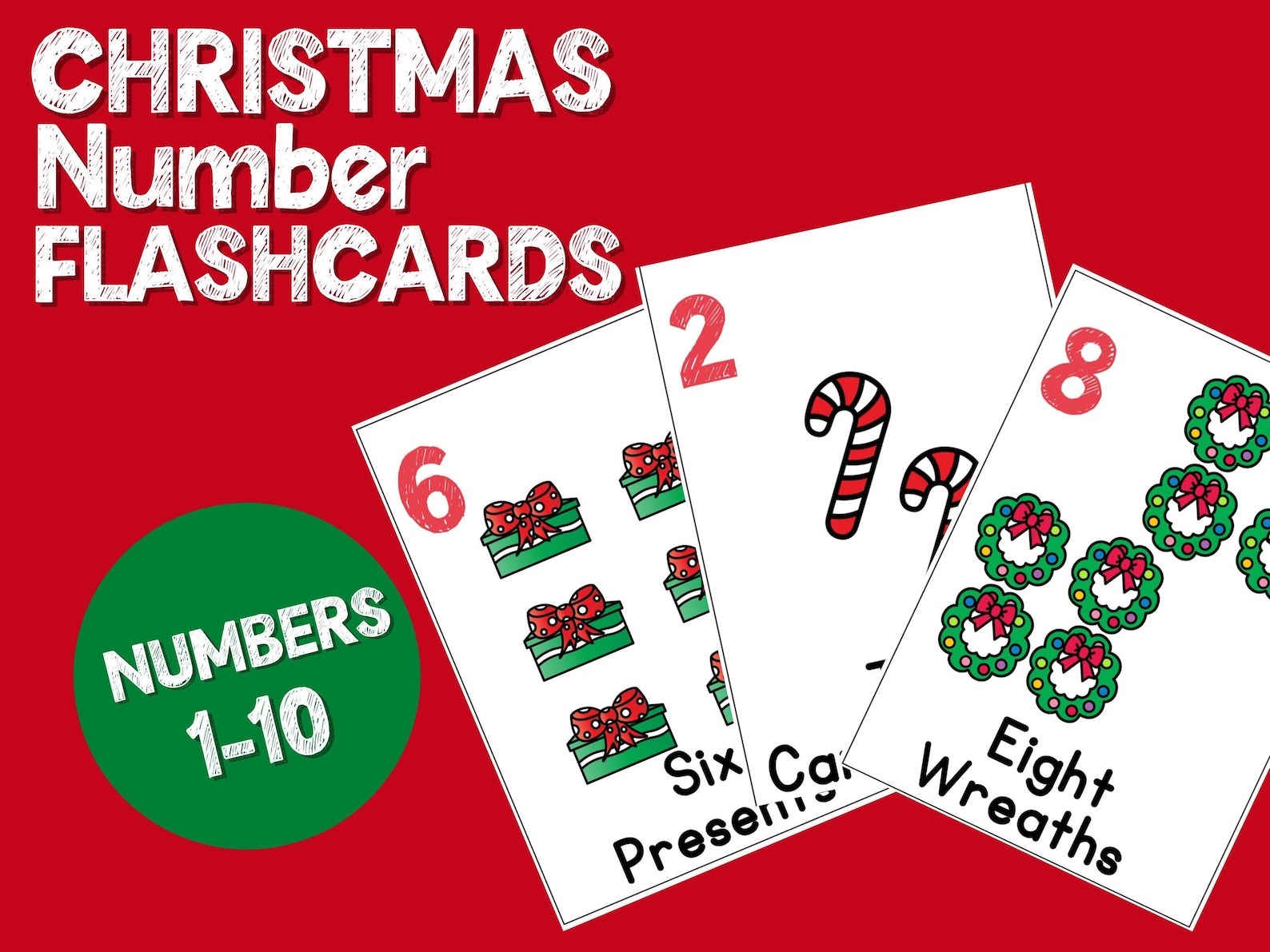 Christmas Number Flashcards - Etsy