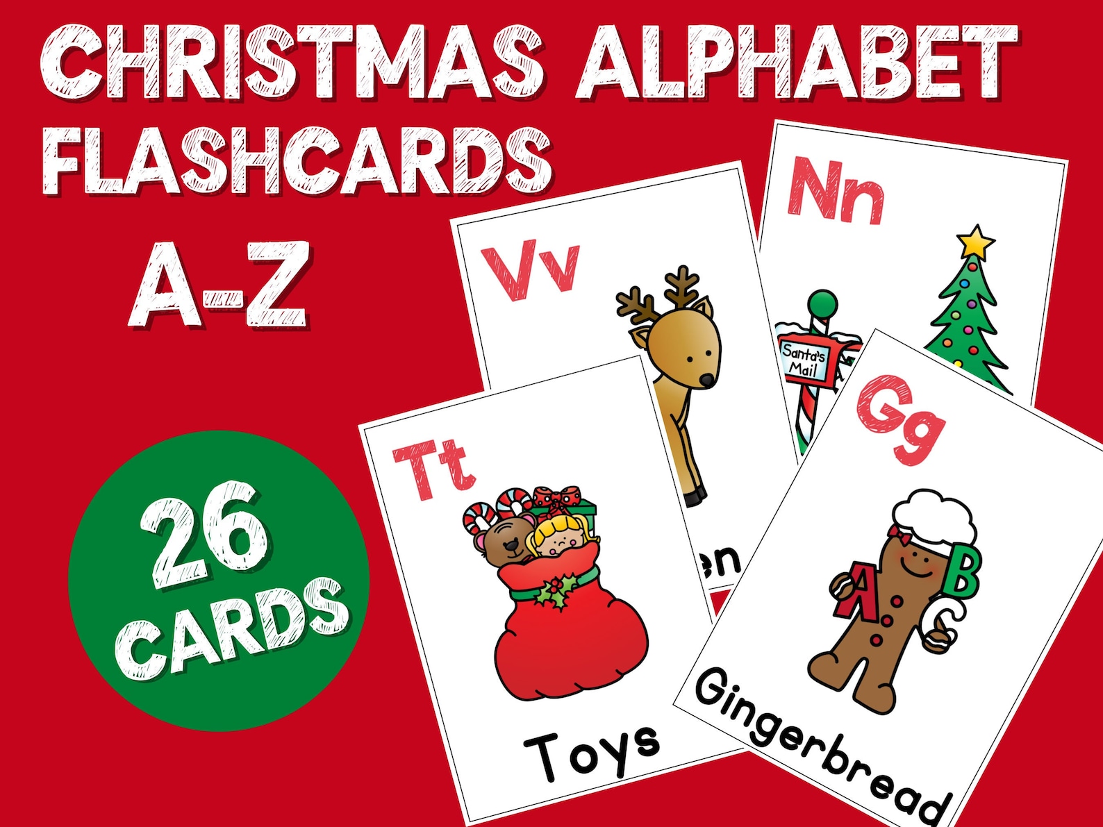 Christmas Alphabet Flashcards - Etsy