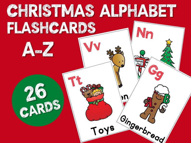 Christmas Alphabet Flashcards - Etsy