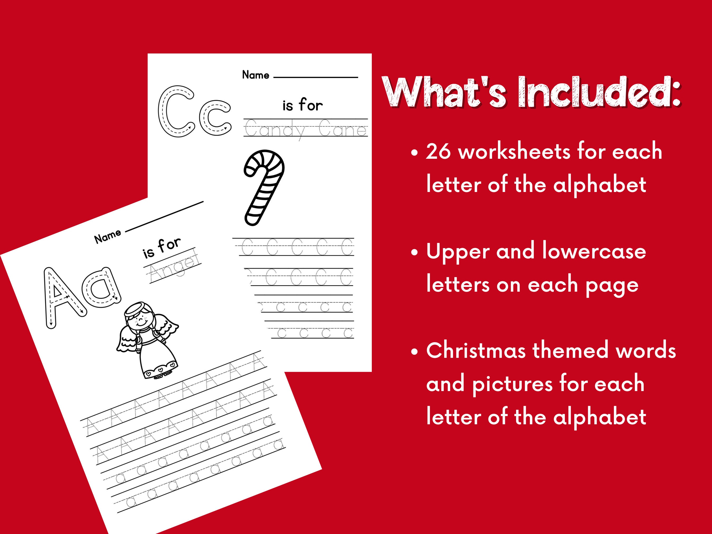 Christmas Letter Tracing Worksheets - Etsy