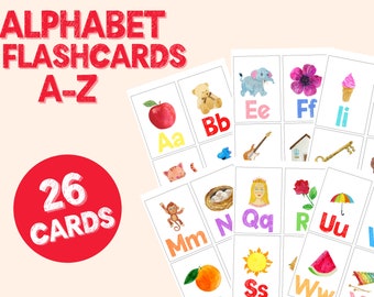 Printable ALPHABET FLASHCARDS, ABC Flashcards, Lowercase, Double Sided ...