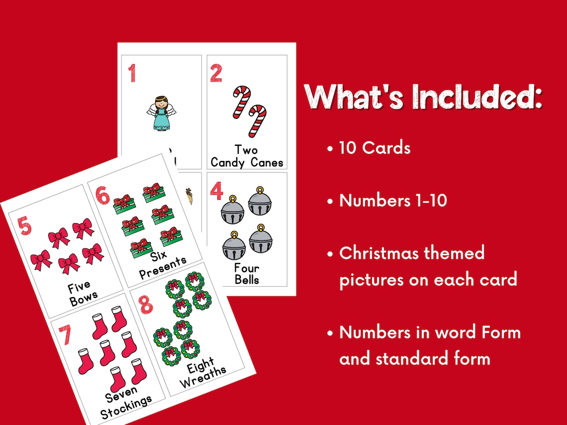 Christmas Number Flashcards - Etsy