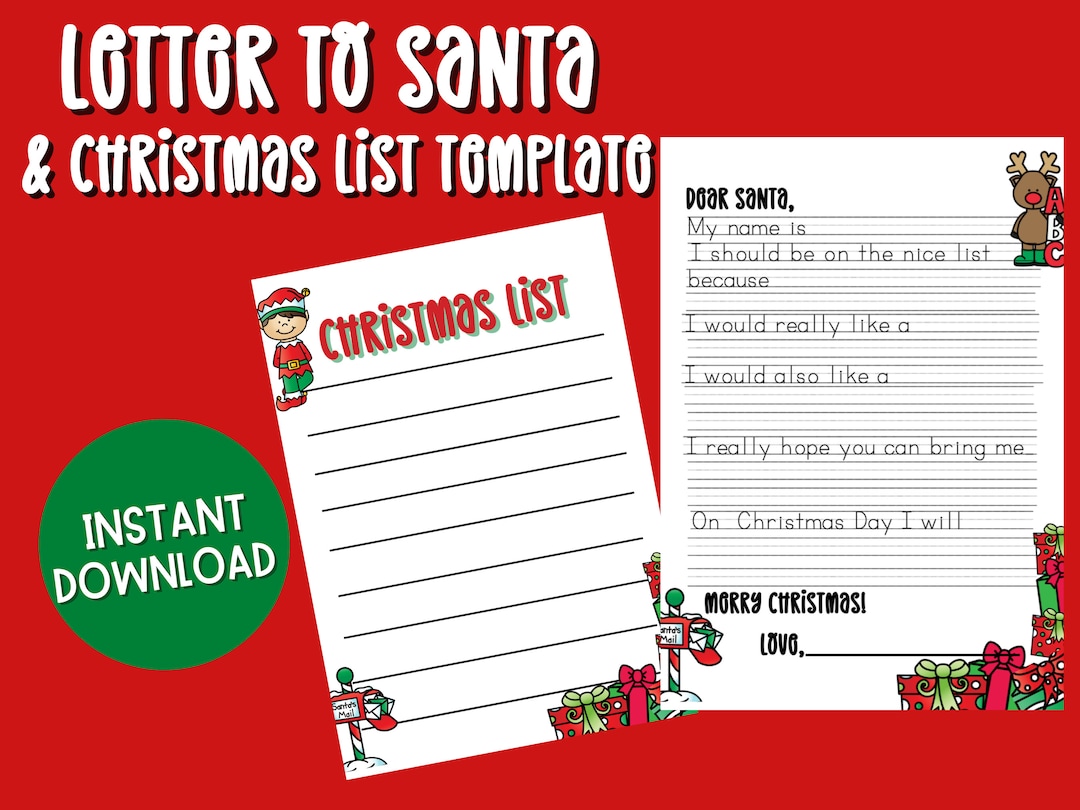 Letter to Santa and Christmas List Template - Etsy