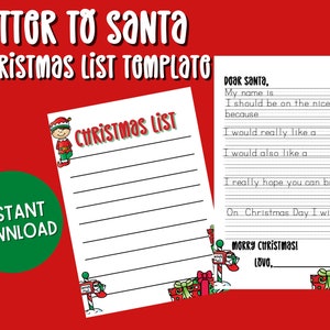 Letter to Santa and Christmas List Template - Etsy