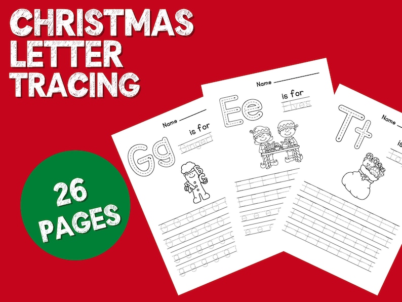 Christmas Letter Tracing Worksheets - Etsy