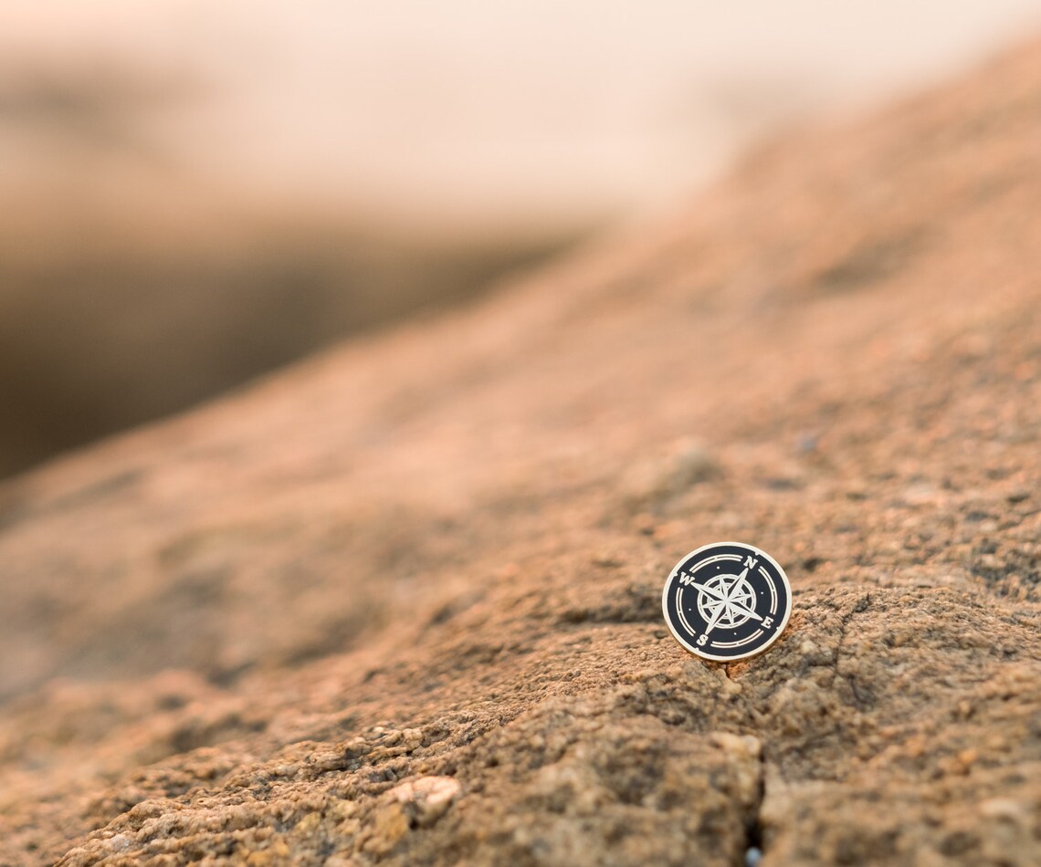Compass Enamel Pin Black | Etsy