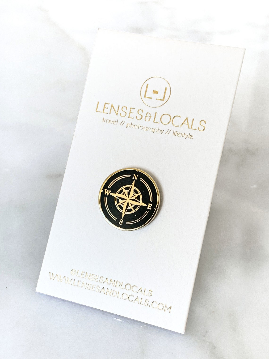 Compass Enamel Pin Black | Etsy