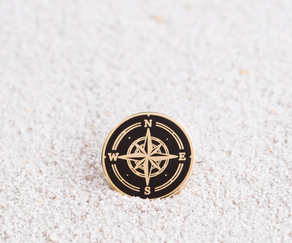 Compass Enamel Pin Black | Etsy