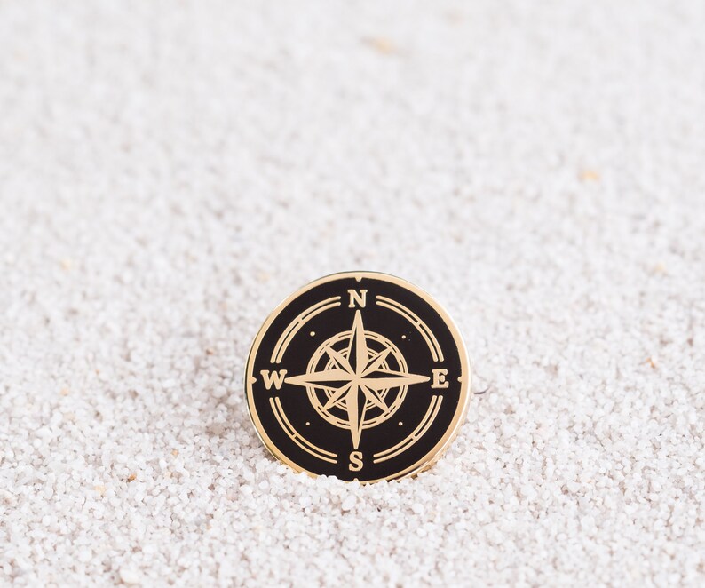 Compass Enamel Pin Black | Etsy