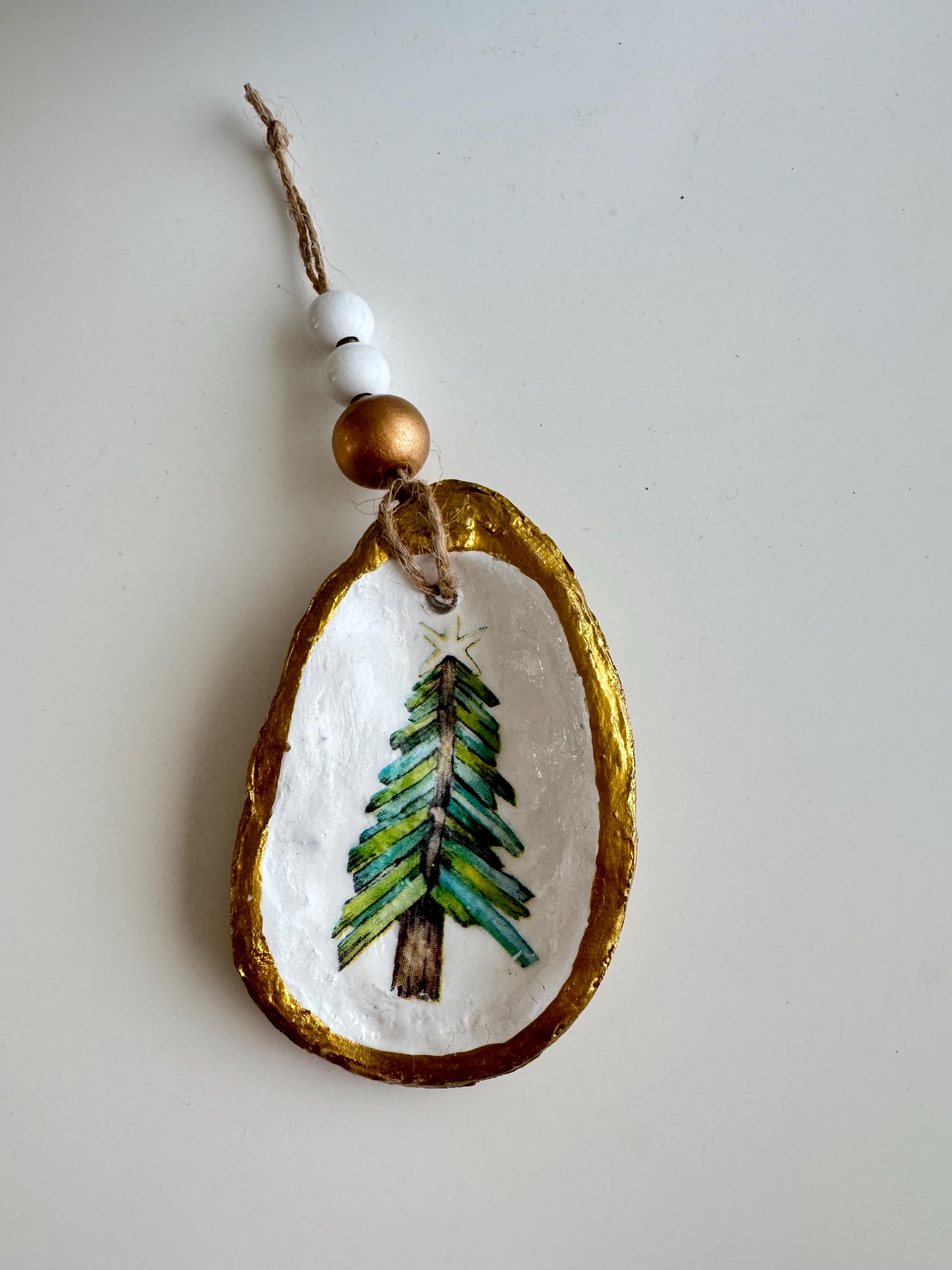 Oyster Shell Christmas Tree Ornament, Coastal Tree Ornament, Oyster ...