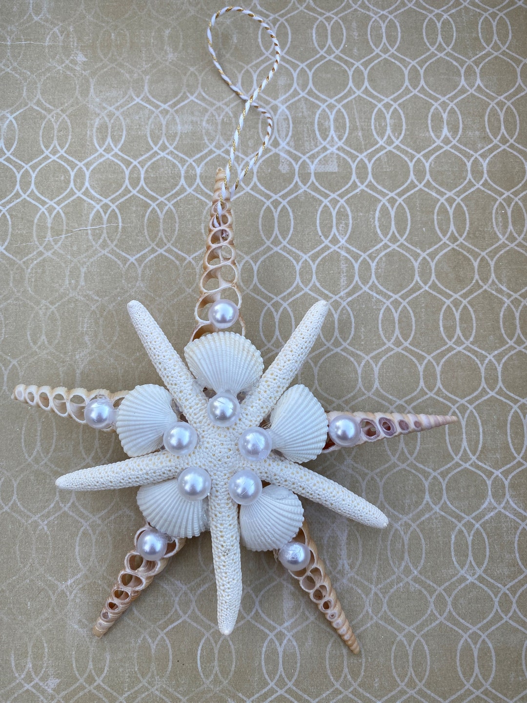 Spiral Shell Ornament, Shell Tree Ornament, Coastal Christmas Ornament ...