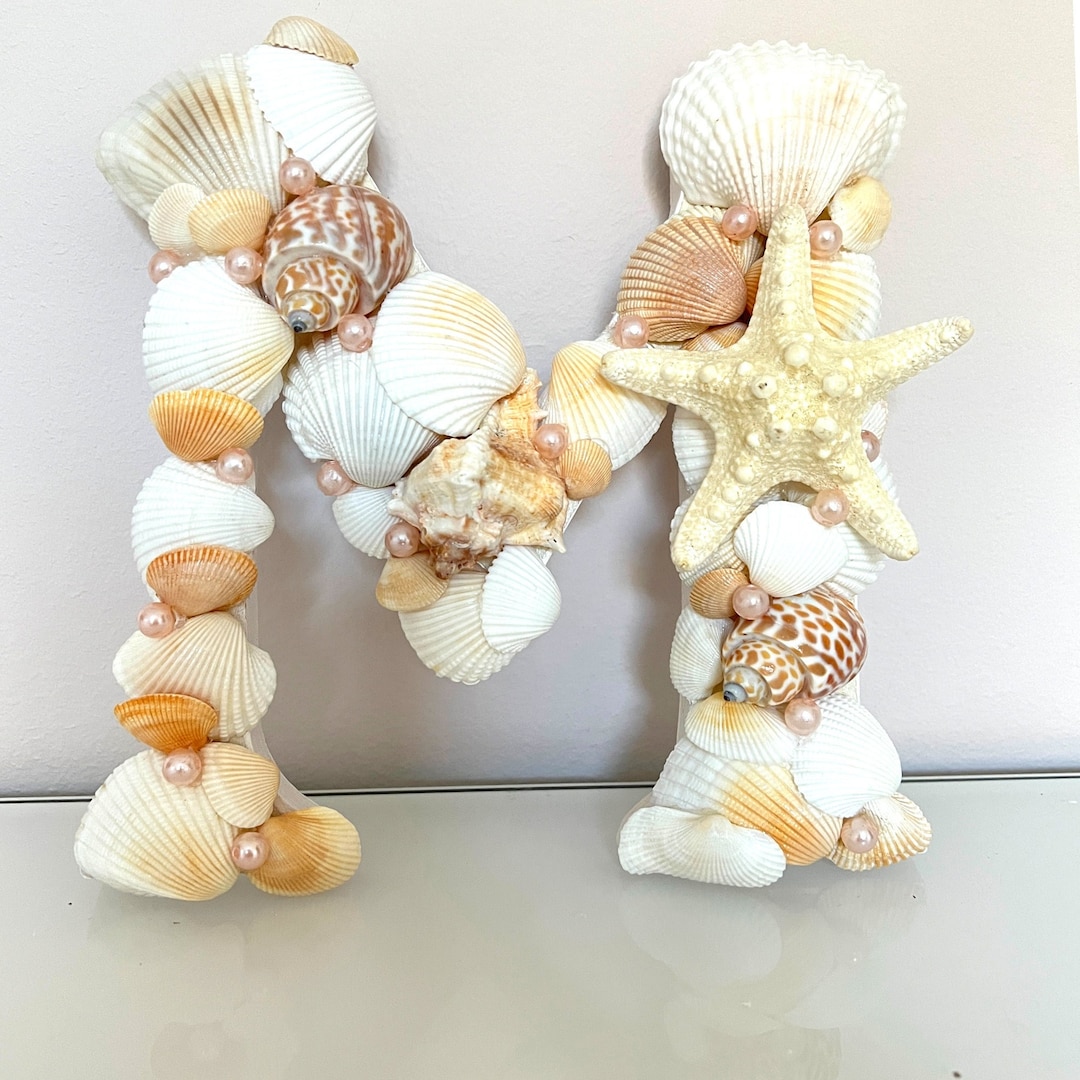 Shell Letter M Monogram Shell Letter M Decor Coastal Wedding - Etsy