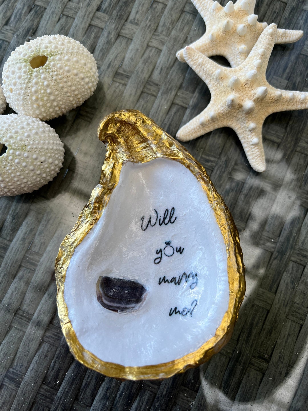 Oyster Shell Proposal Ring Dish, Oyster Wedding Ring Box, Unique ...