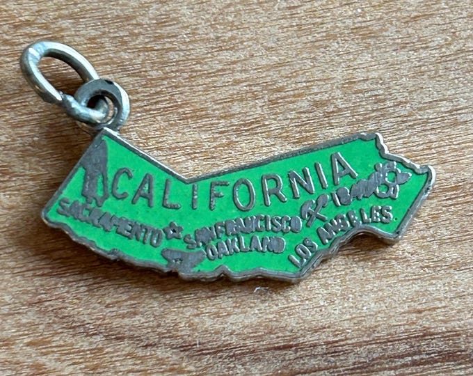 Vintage Sterling Silver California Map Charm - Etsy