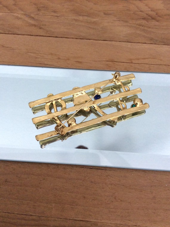 Vintage Gold Toned Metal Musical Brooch Musical Scale… - Gem
