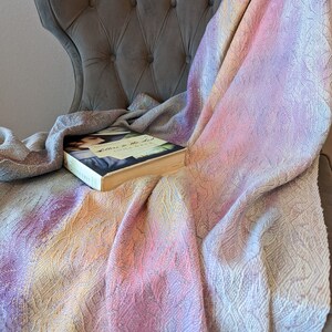 Periwinkle Ocean Dawn Handwoven Blanket in Hand Painted Ring Spun ...