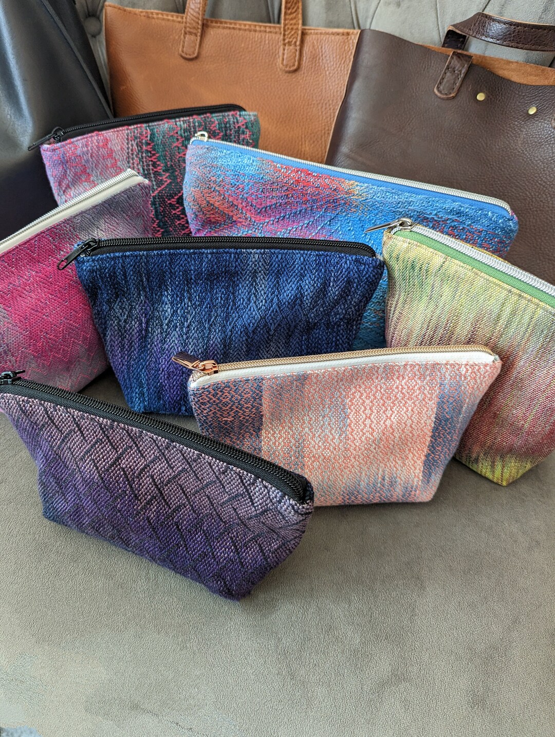 Handwoven Zip Bag Boxed Bottom Freestanding Pouch With Pocket - Etsy