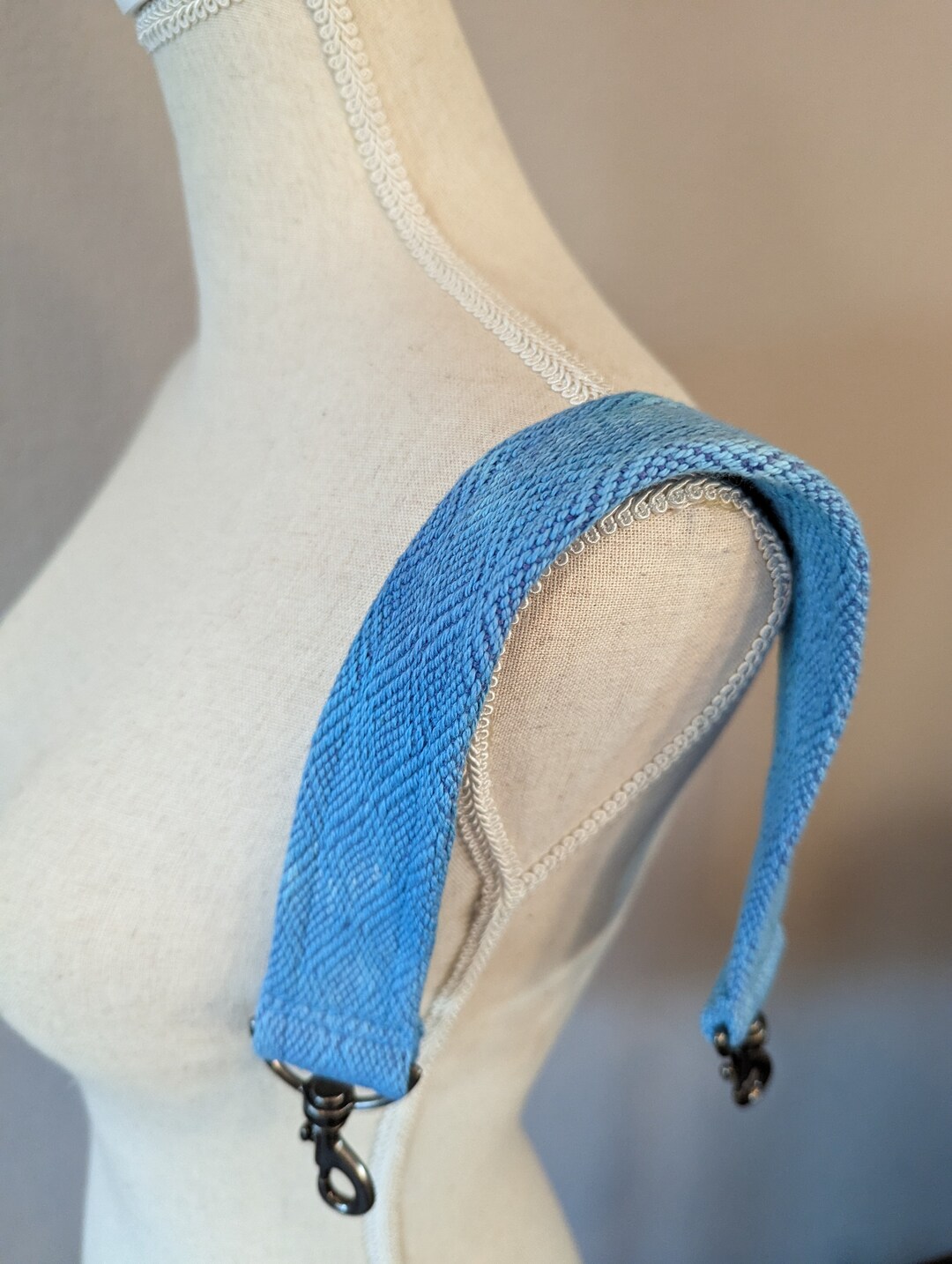 Light Blue Handwoven Shoulder Strap 20" With Antique Silver Hardware ...
