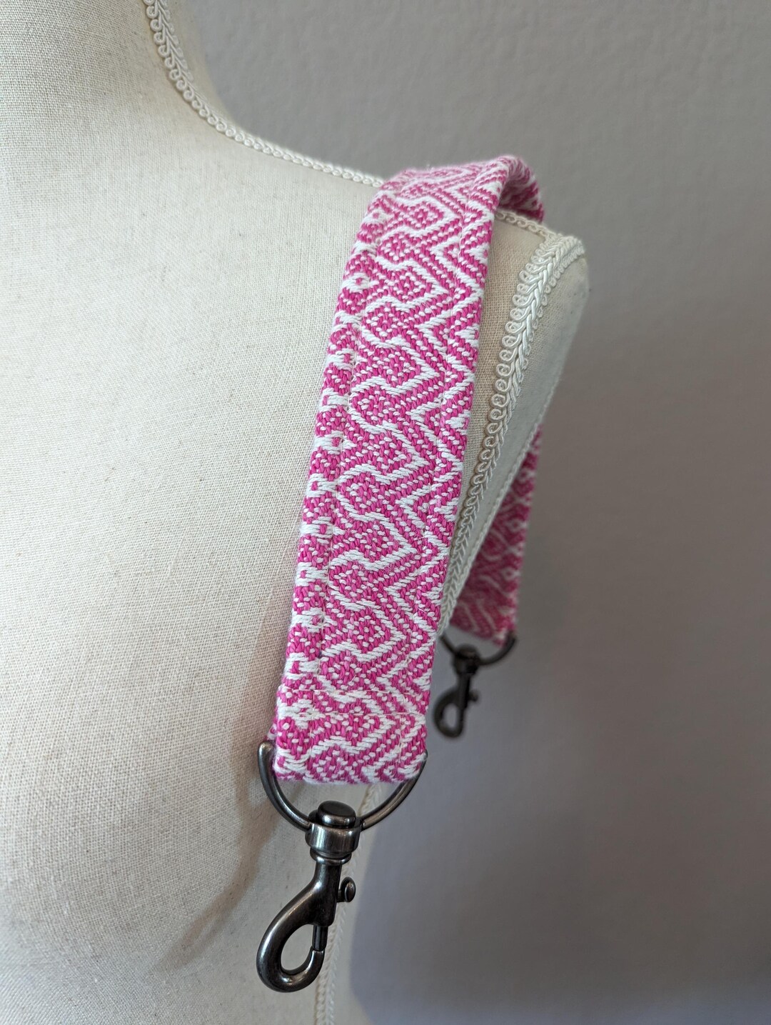 Hot Pink Handwoven Strap 21" for Shoulder or Hobo Wear With Antique ...